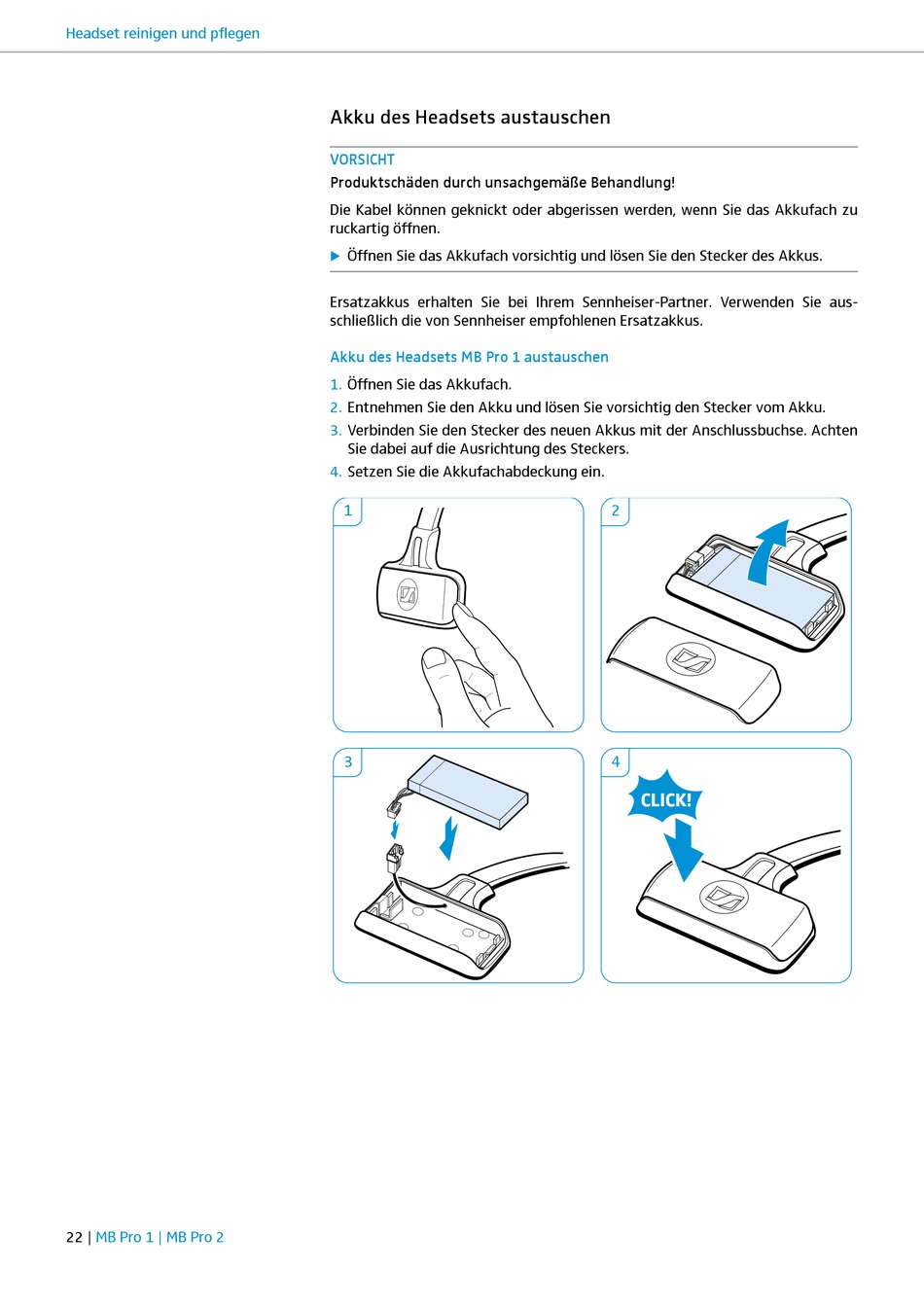 Akku Des Headsets Austauschen - Sennheiser MB Pro 1 Bedienungsanleitung ...