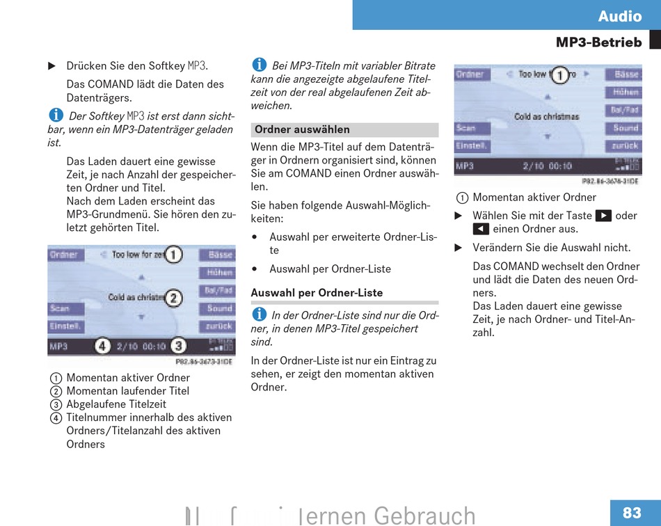 Ordner Auswählen - Mercedes-Benz COMAND APS Betriebsanleitung [Seite 84 ...