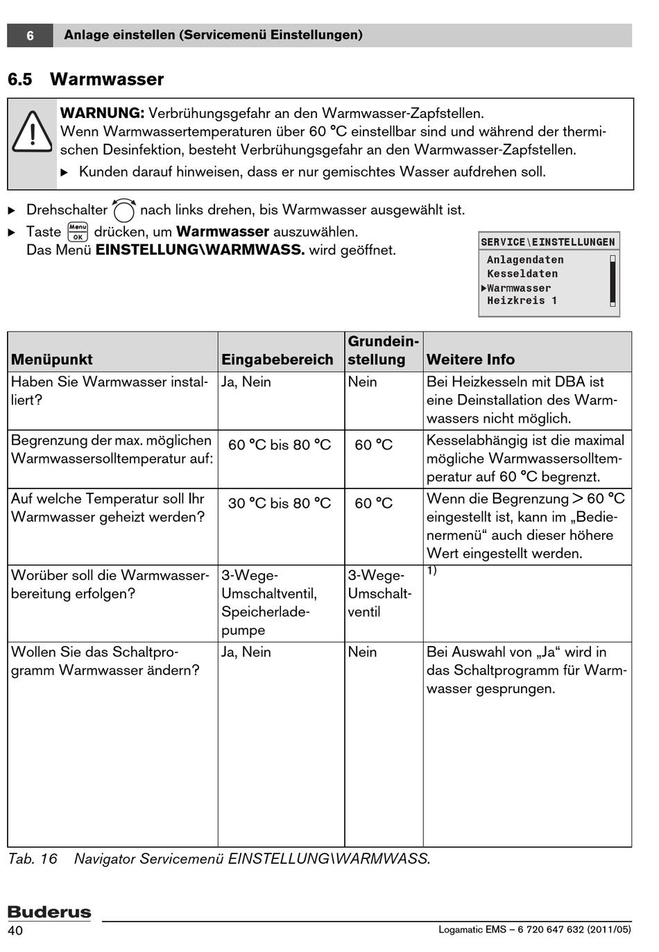 Warmwasser - Buderus Logamatic RC35 Installationsanleitung [Seite 40 ...
