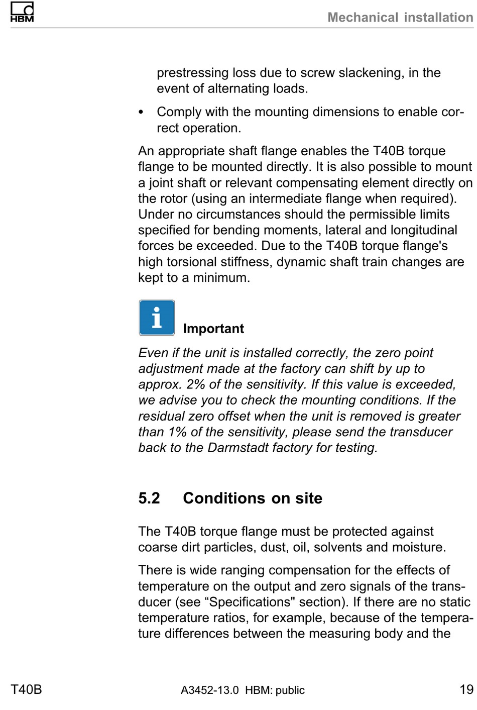 Conditions On Site - HBM T40B Montageanleitung [Seite 21] | ManualsLib