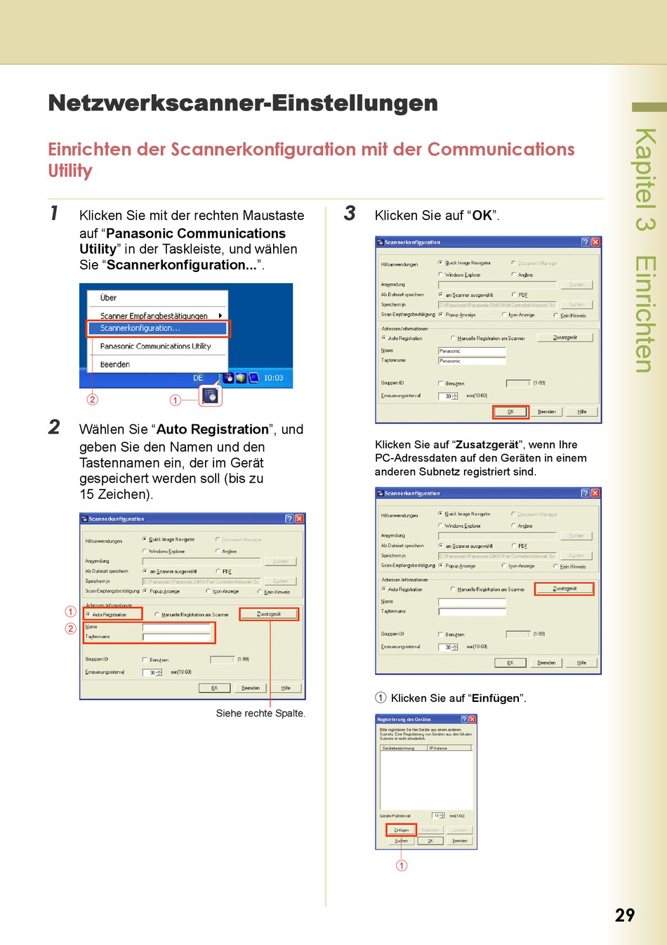 Netzwerkscanner-Einstellungen; Einrichten Der Scannerkonfiguration Mit ...