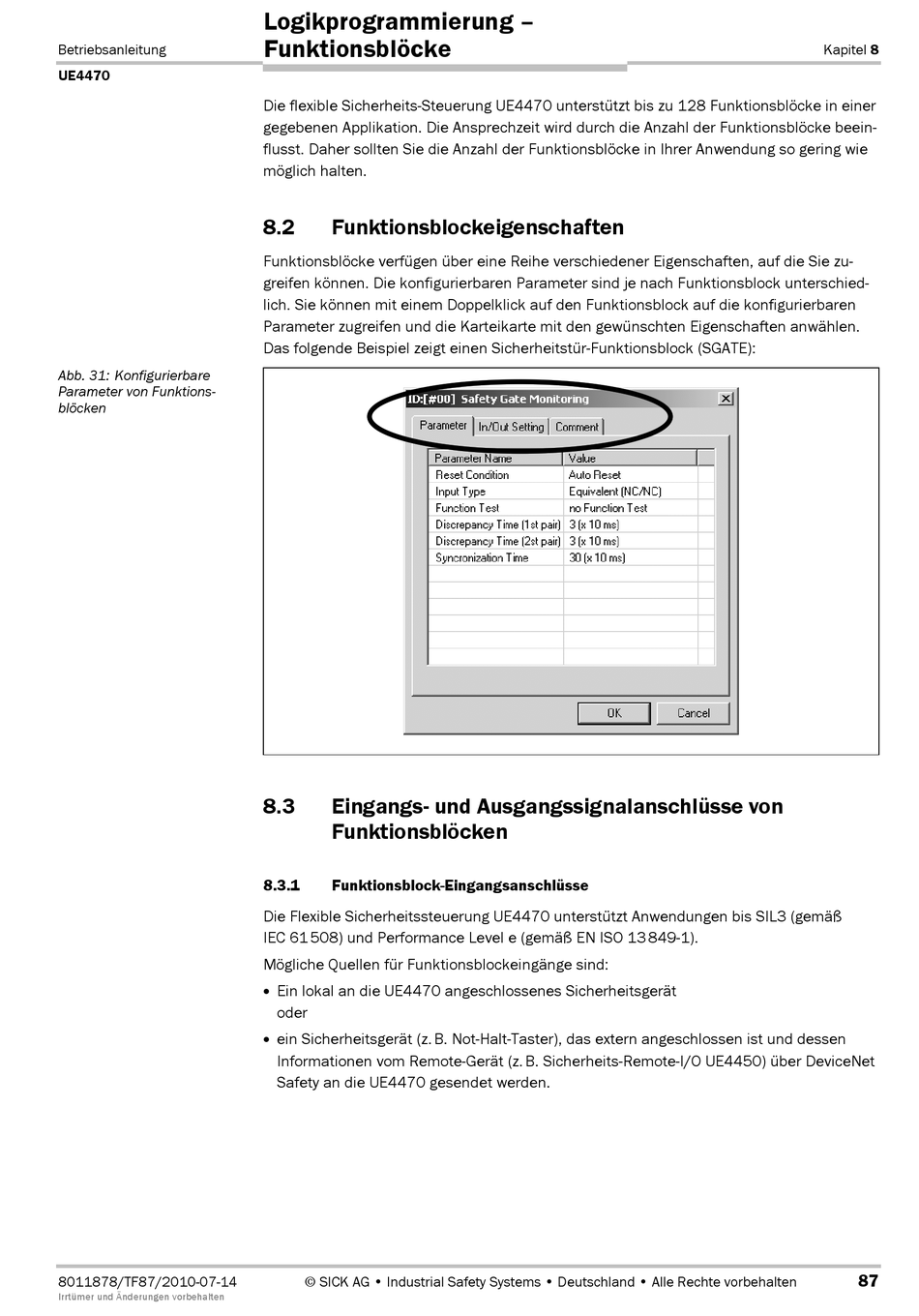 Funktionsblockeigenschaften; Eingangs- Und Ausgangssignalanschlüsse Von ...