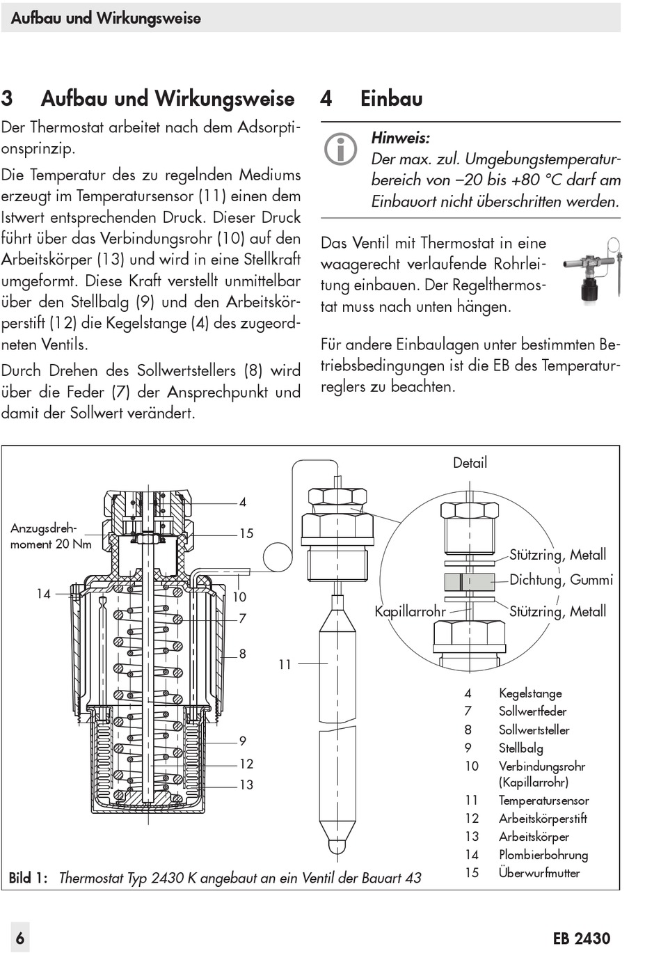 Aufbau Und Wirkungsweise; Einbau - Samson 2430 K Einbau- Und ...