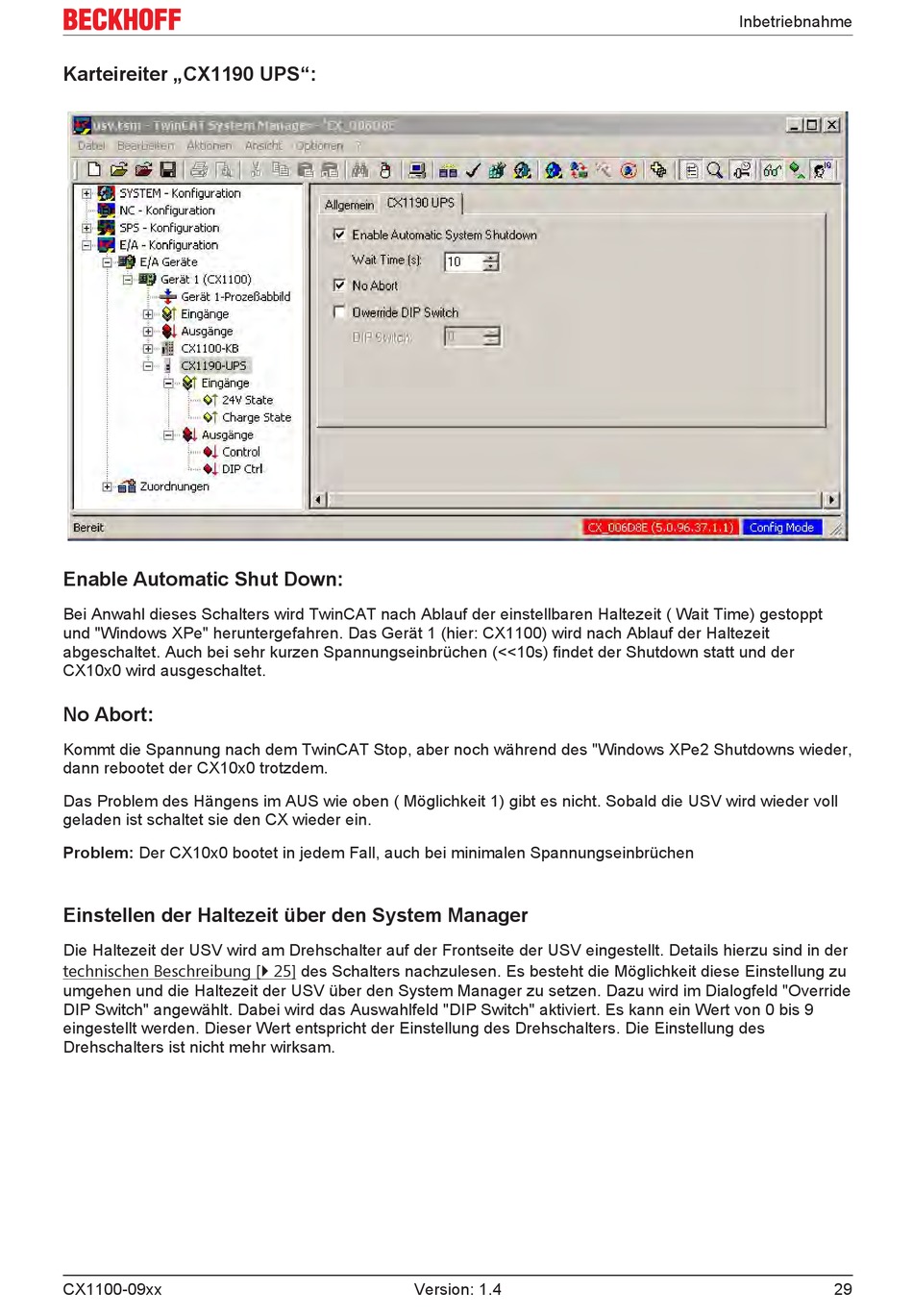 Einstellen Der Haltezeit Über Den System Manager - Beckhoff CX1100-09 ...