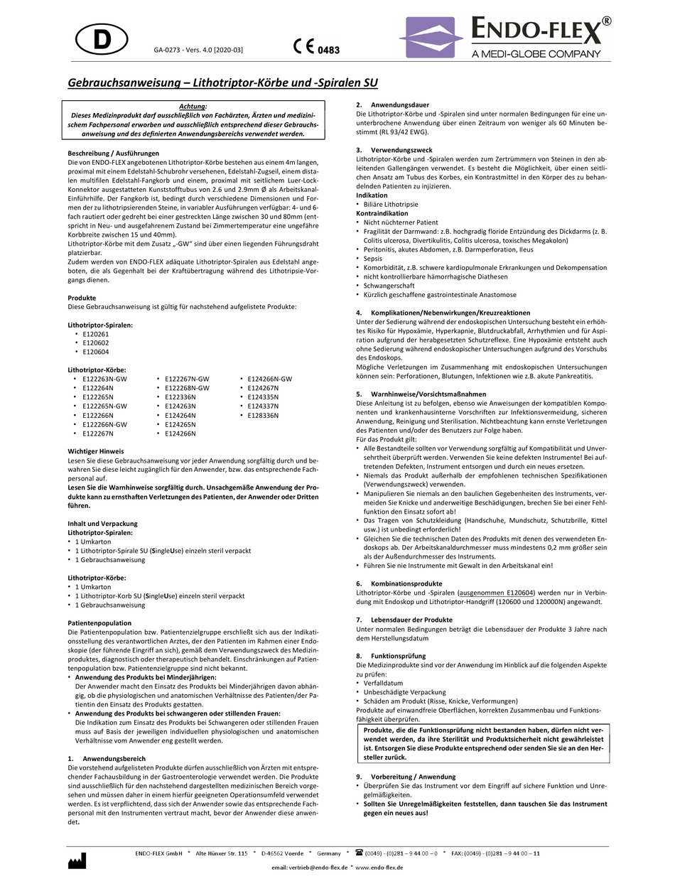 MEDI-GLOBE ENDO-FLEX SU GEBRAUCHSANWEISUNG Pdf-Herunterladen | ManualsLib