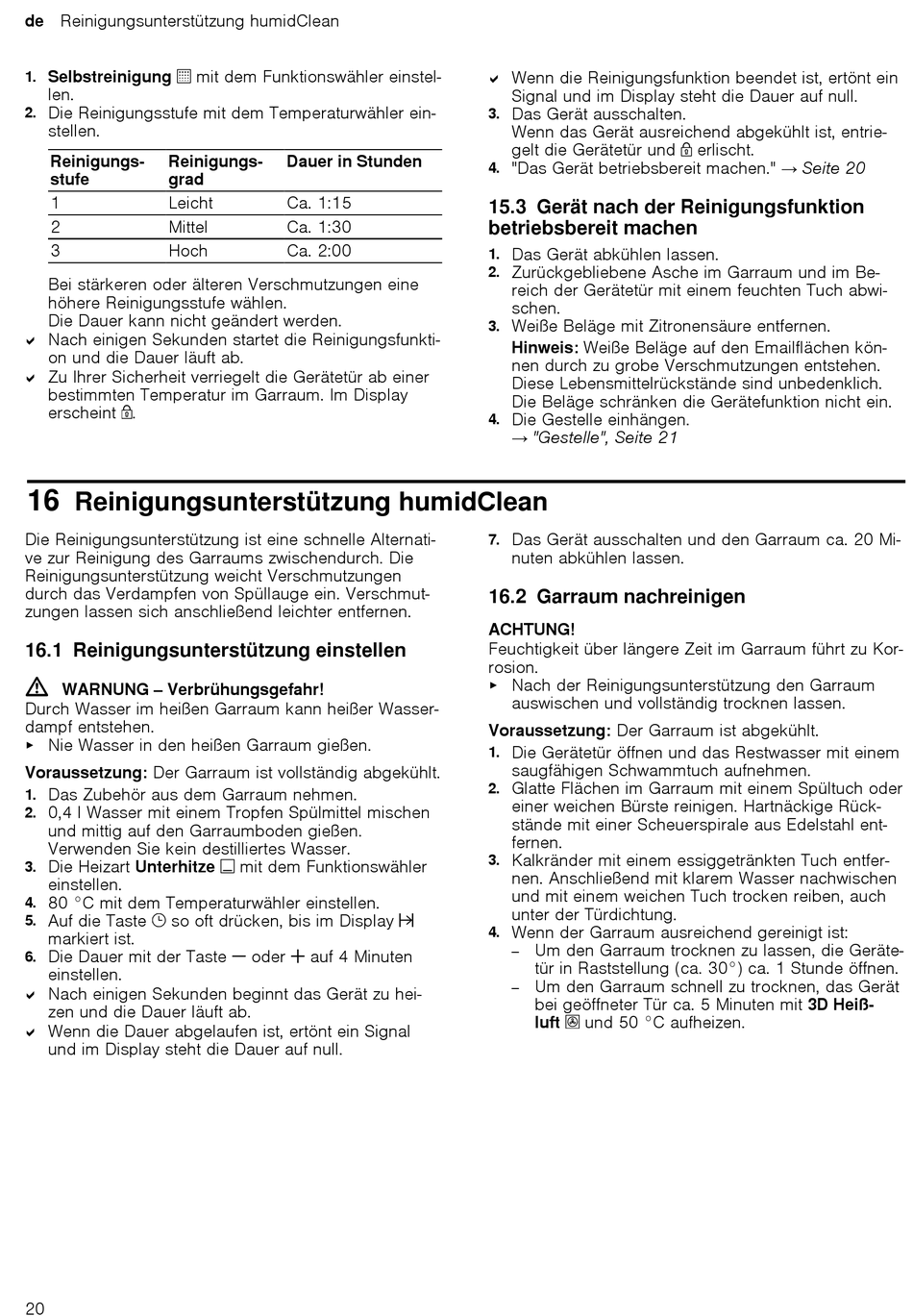 Reinigungsunterstützung Humidclean - Siemens HB 78 B Serie Gebrauchs- Und Montageanleitung ...