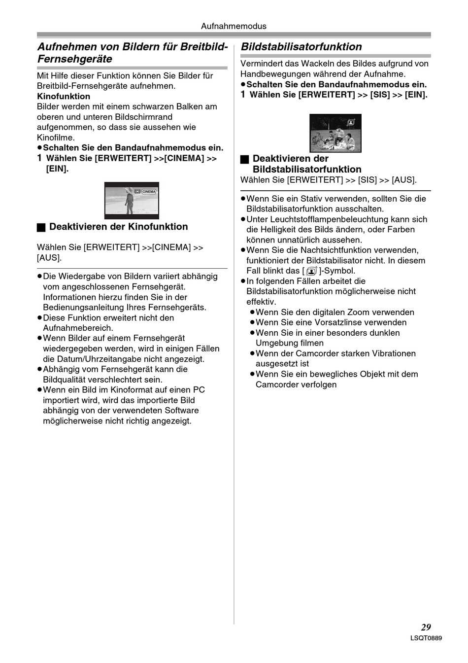 Aufnehmen Von Bildern Für Breitbild-Fernsehgeräte ...