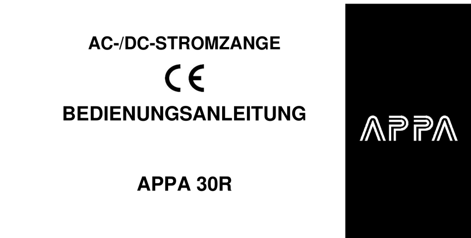 APPA 30R BEDIENUNGSANLEITUNG Pdf-Herunterladen | ManualsLib