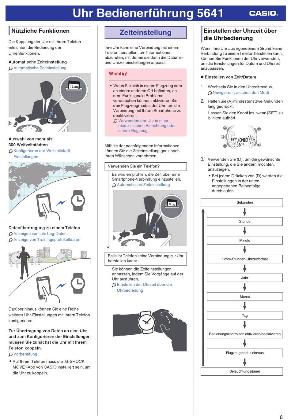 Nützliche Funktionen; Zeiteinstellung; Einstellen Der Uhrzeit Über Die ...