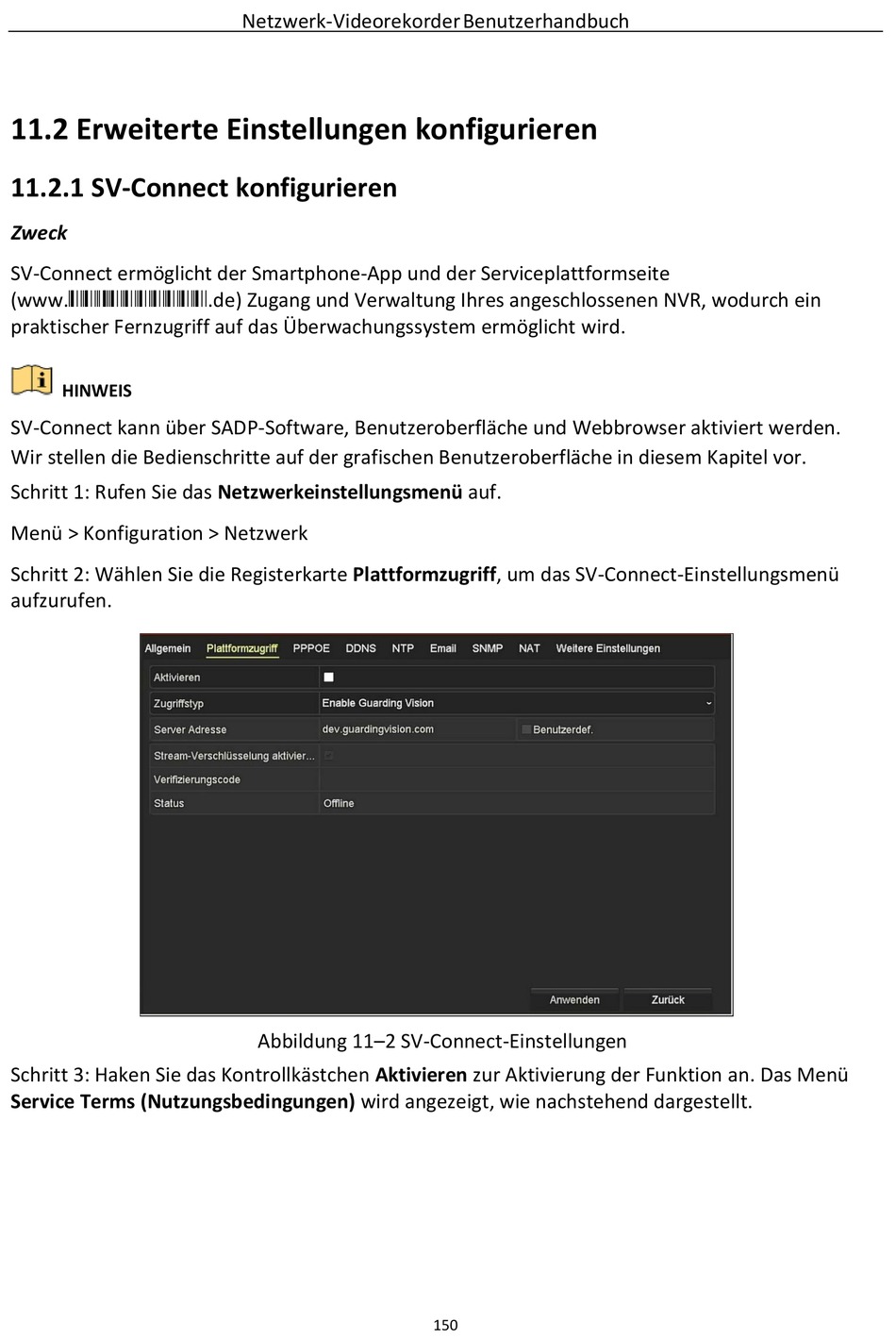 Erweiterte Einstellungen Konfigurieren; Sv-Connect Konfigurieren ...