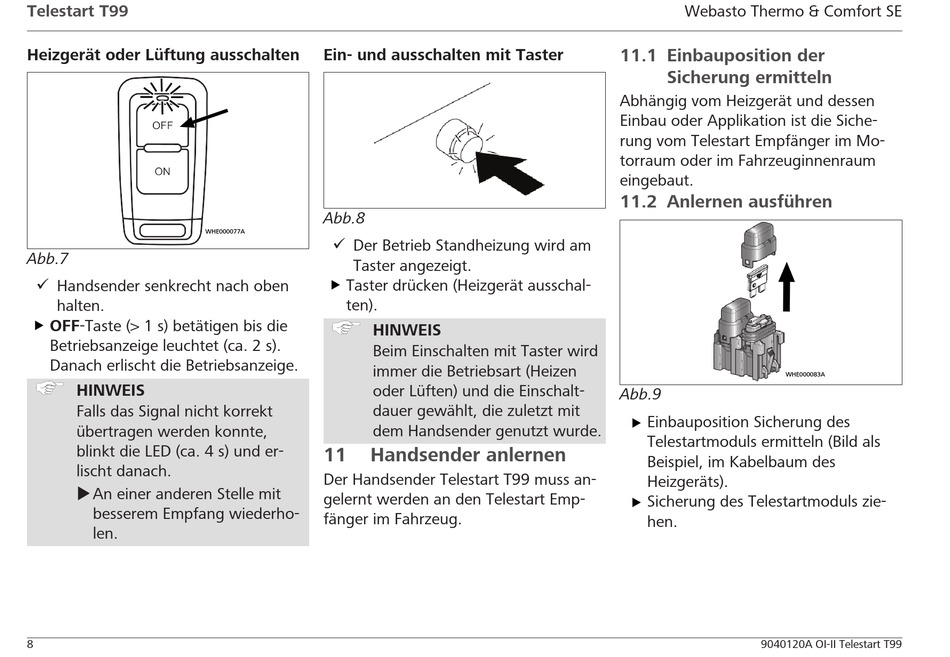 Handsender Anlernen Einbauposition Der Sicherung Ermitteln Anlernen