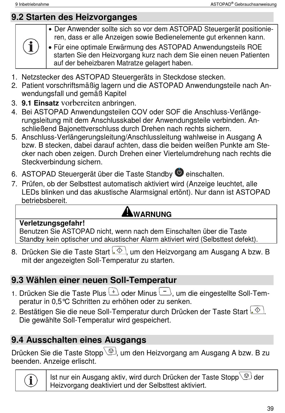 Starten Des Heizvorganges; Wählen Einer Neuen Soll-Temperatur ...