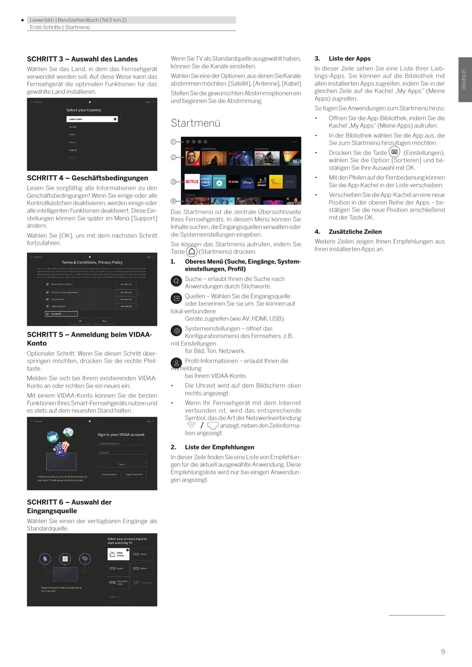 Startmenü - Loewe bild i Betriebsanleitung [Seite 9] | ManualsLib