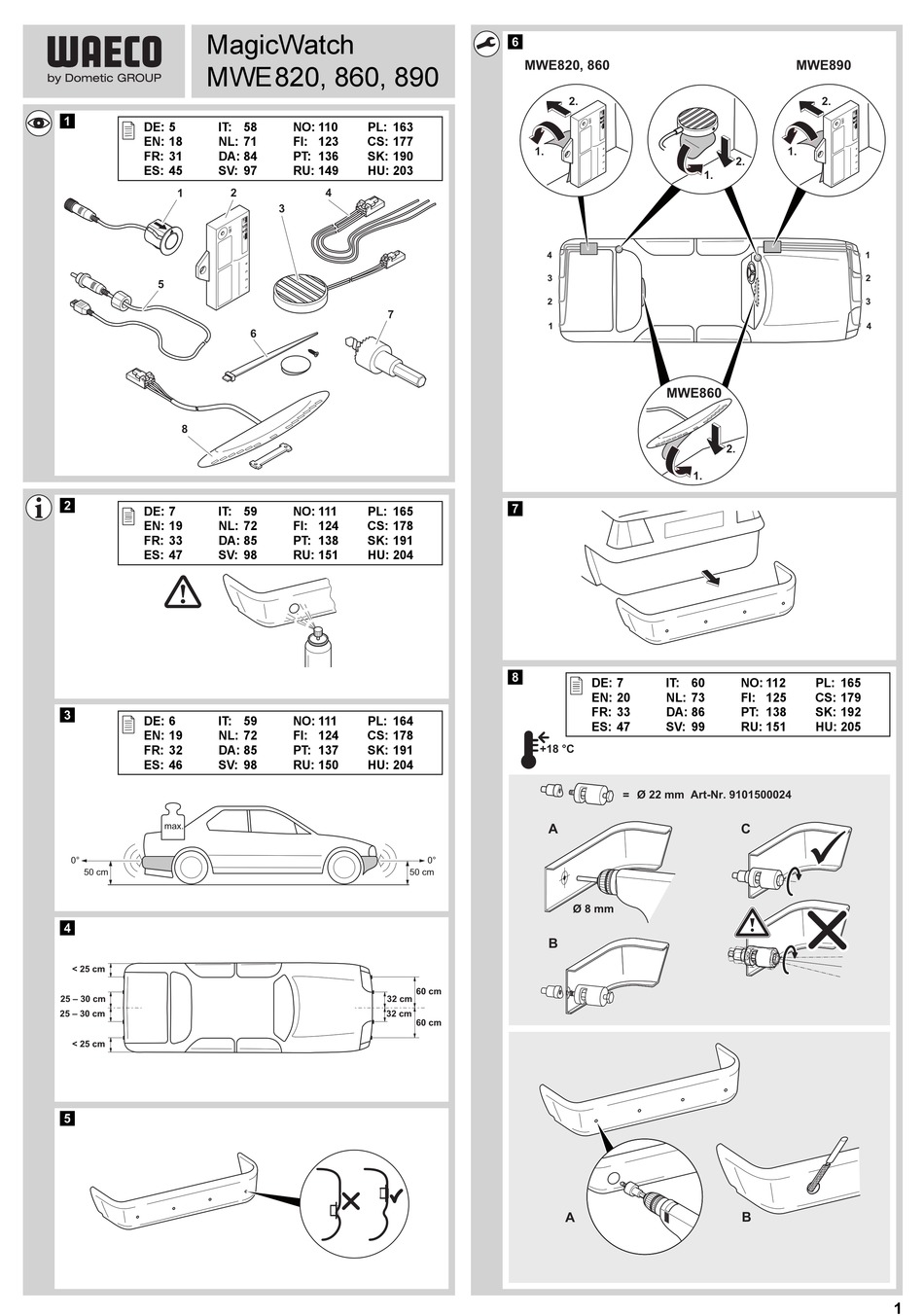 DOMETIC GROUP WAECO MAGICWATCH MWE820 MONTAGE- UND BEDIENSUNGSANLEITUNG ...