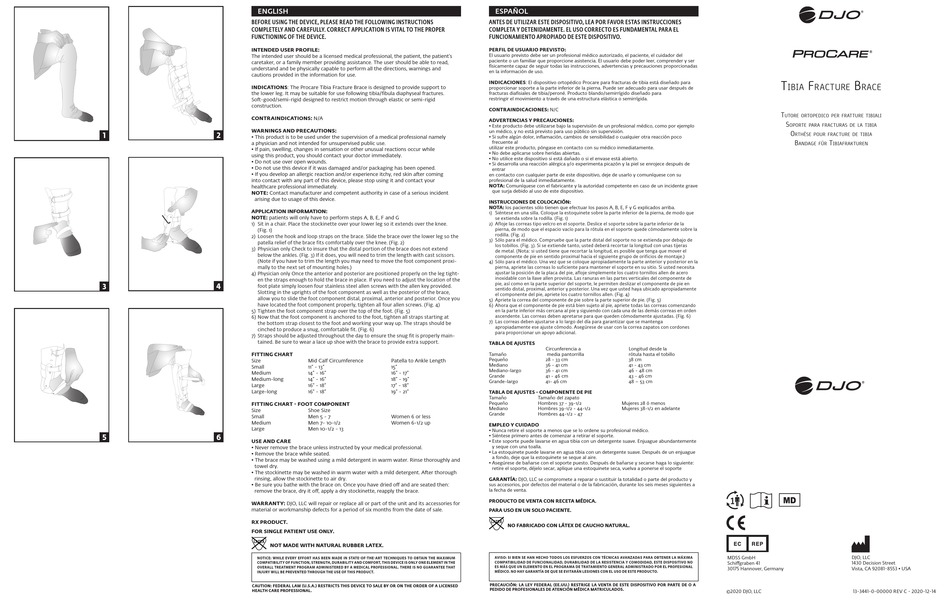 DJO PROCARE TIBIA FRACTURE BRACE GEBRAUCHSANWEISUNG Pdf-Herunterladen ...