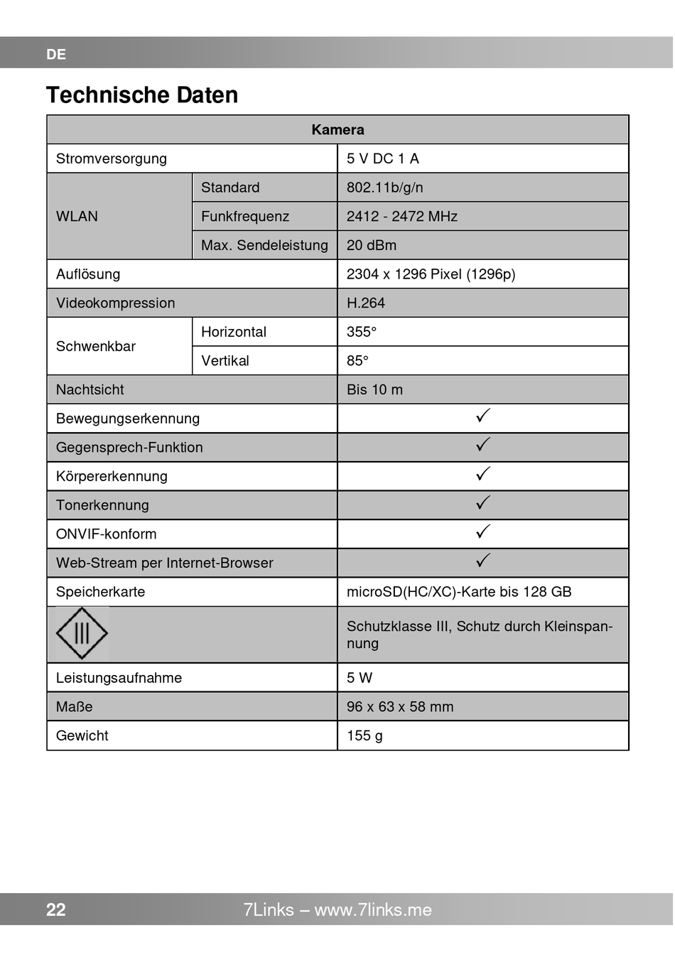 Technische Daten - 7links ELESION IPC-370.echo Bedienungsanleitung ...
