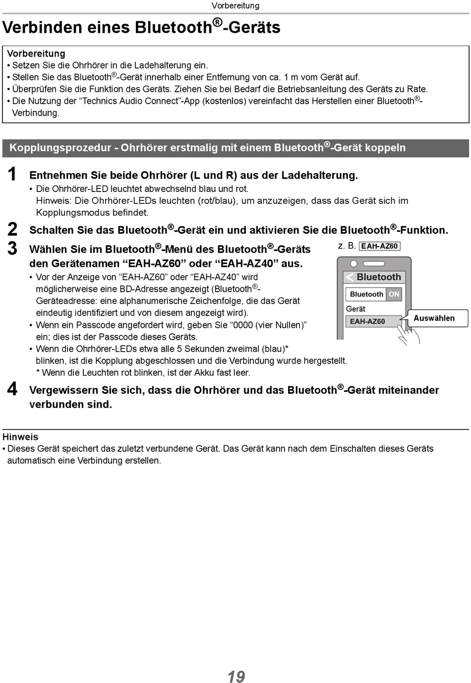 Verbinden Eines Bluetooth ® -Geräts; Gerät Koppeln; Kopplungsprozedur ...