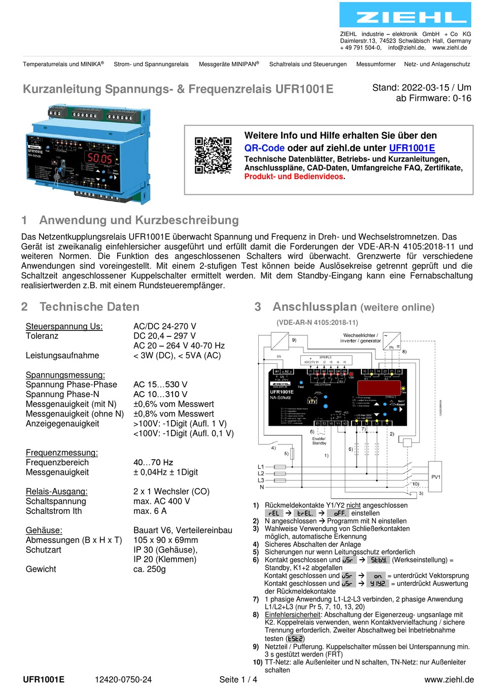 ZIEHL UFR1001E KURZANLEITUNG Pdf-Herunterladen | ManualsLib
