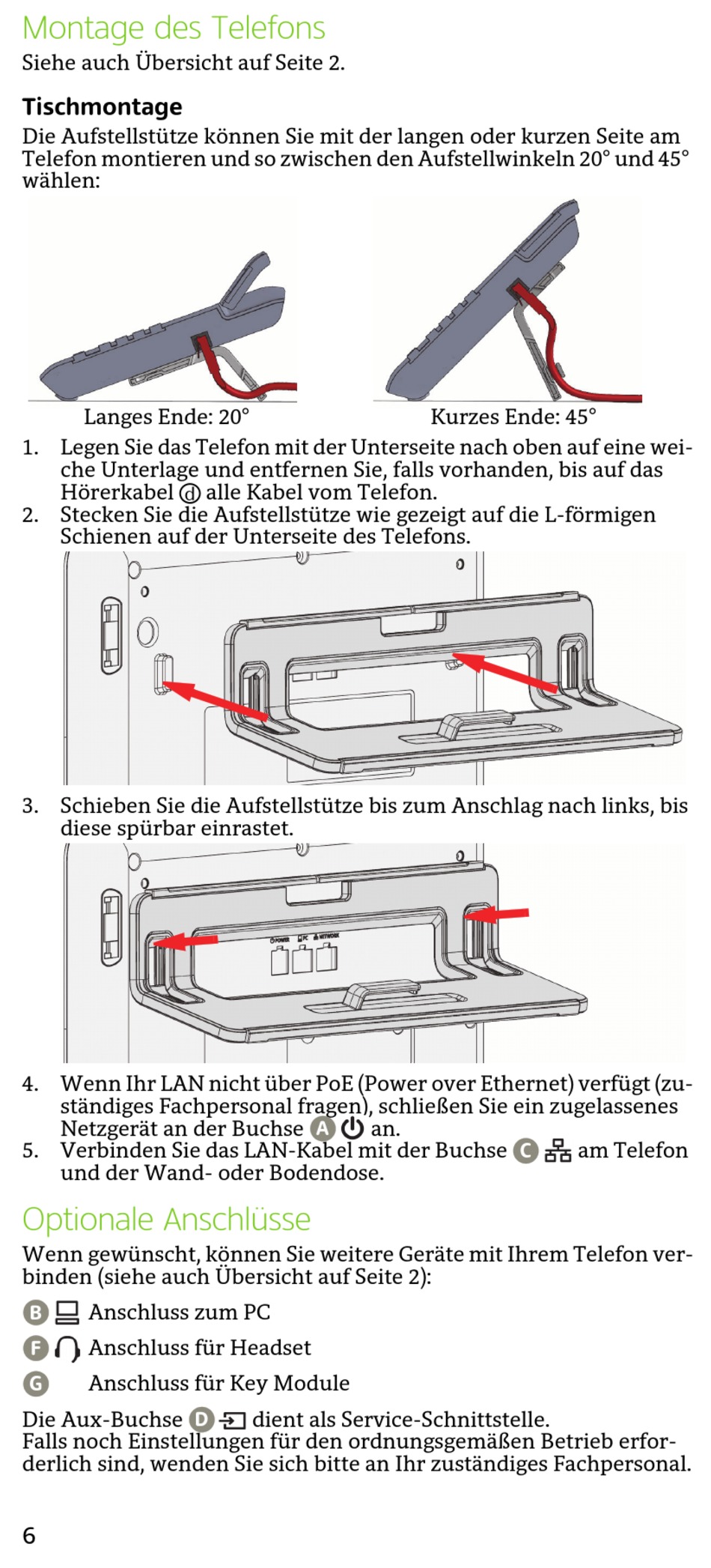 Montage Des Telefons; Optionale Anschlüsse - Unify OpenScape Desk Phone ...