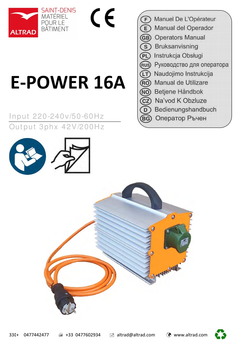 ALTRAD E-POWER 16A BEDIENUNGSHANDBUCH Pdf-Herunterladen | ManualsLib