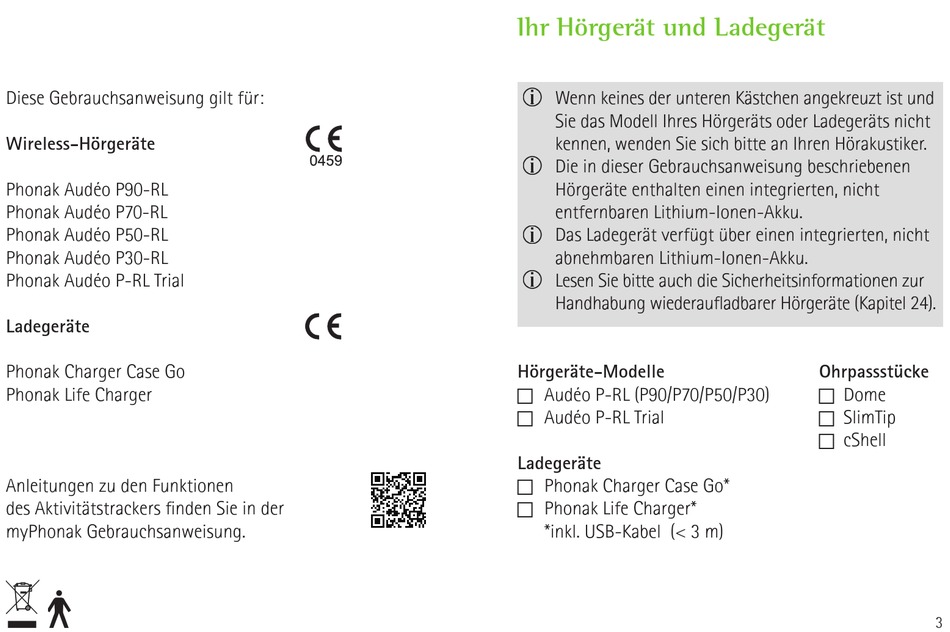 Ihr Hörgerät Und Ladegerät - Phonak Audeo P-RL Serie Gebrauchsanweisung [Seite 2] | ManualsLib