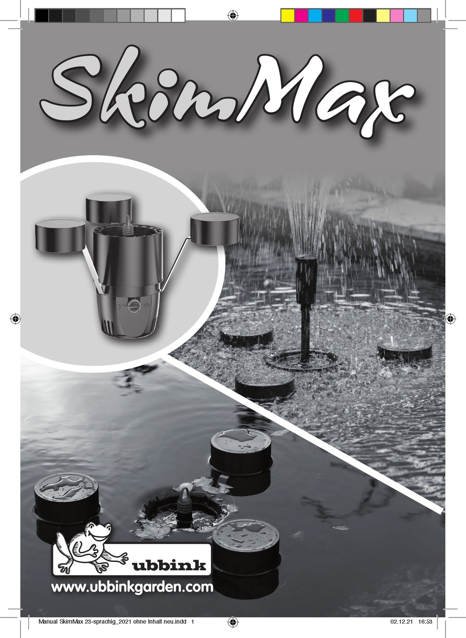 UBBINK SKIMMAX GEBRAUCHSANWEISUNG Pdf-Herunterladen | ManualsLib