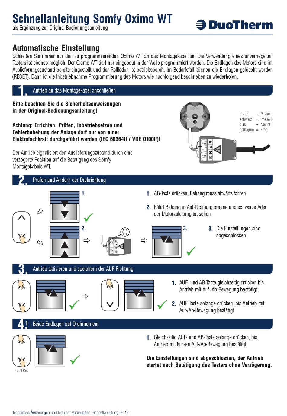 SOMFY OXIMO WT SCHNELLANLEITUNG Pdf-Herunterladen | ManualsLib