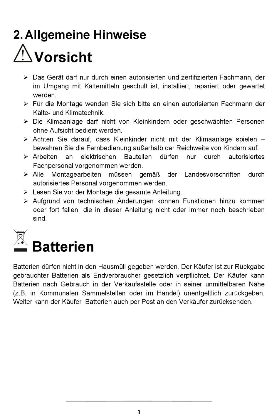 Allgemeine Hinweise - Riewitec RW4OA-36K-A3 Installationsanleitung [Seite 3] | ManualsLib