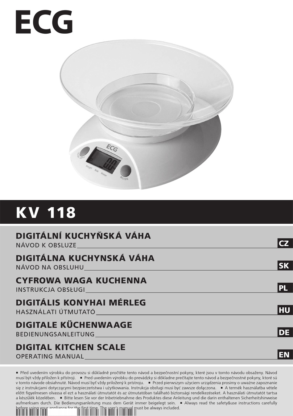 ECG KV 118 BEDIENUNGSANLEITUNG Pdf-Herunterladen | ManualsLib