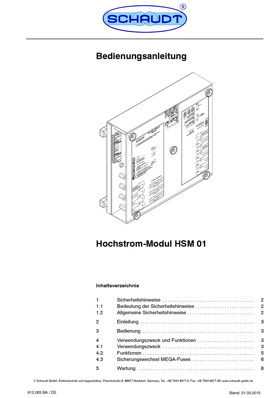 SCHAUDT HSM 01 BEDIENUNGSANLEITUNG Pdf-Herunterladen | ManualsLib