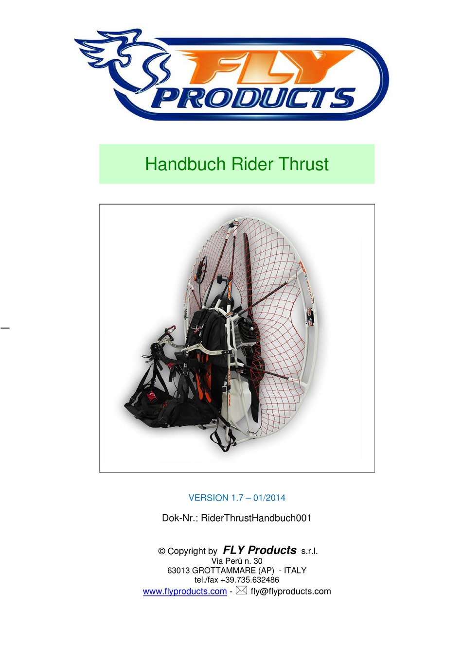FLY PRODUCTS RIDER THRUST HANDBUCH Pdf-Herunterladen | ManualsLib