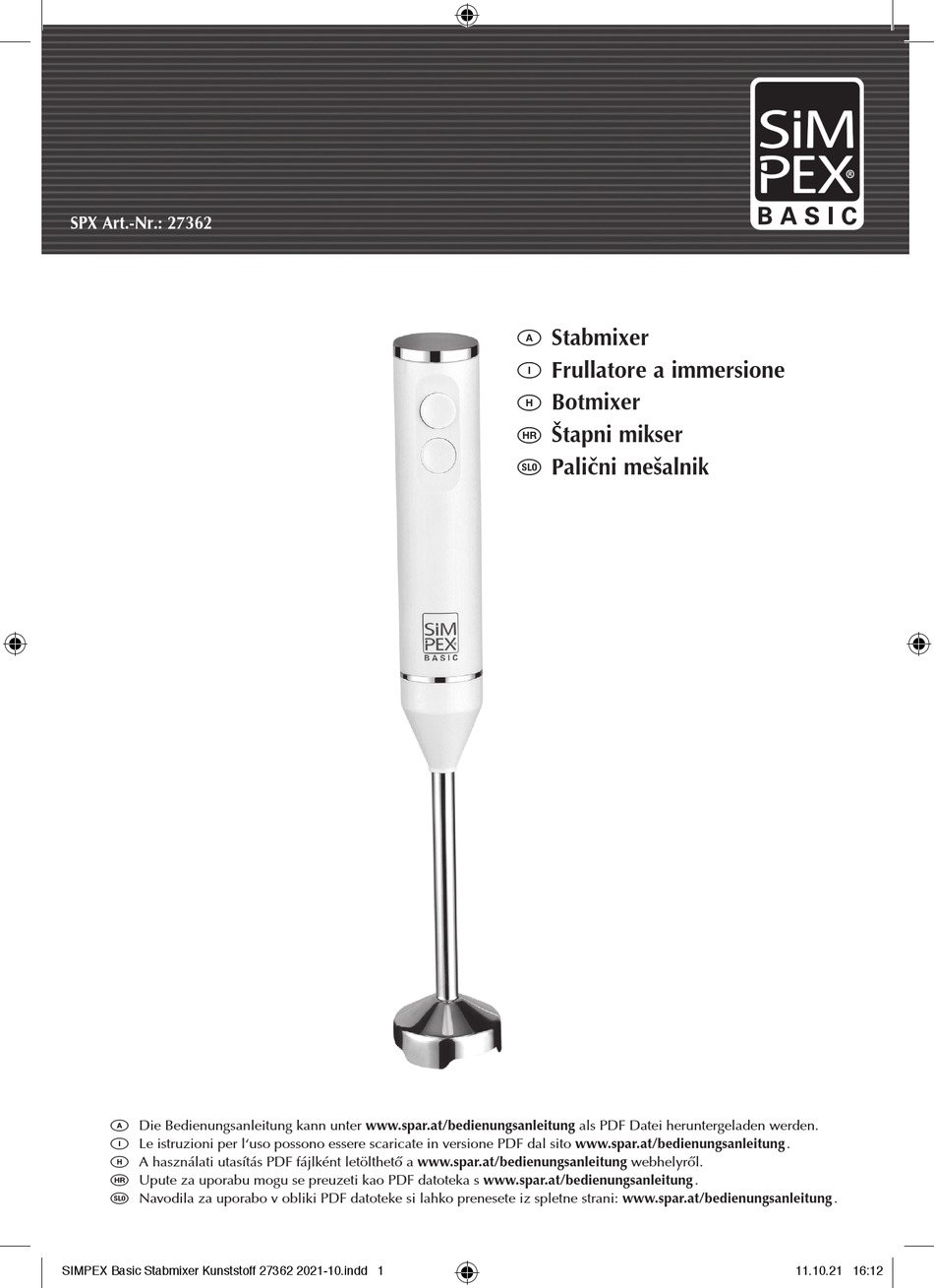 SIMPEX BASIC 27362 BEDIENUNGSANLEITUNG Pdf-Herunterladen | ManualsLib