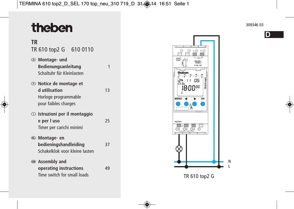 THEBEN TR SERIE MONTAGE- UND BEDIENUNGSANLEITUNG Pdf-Herunterladen | ManualsLib