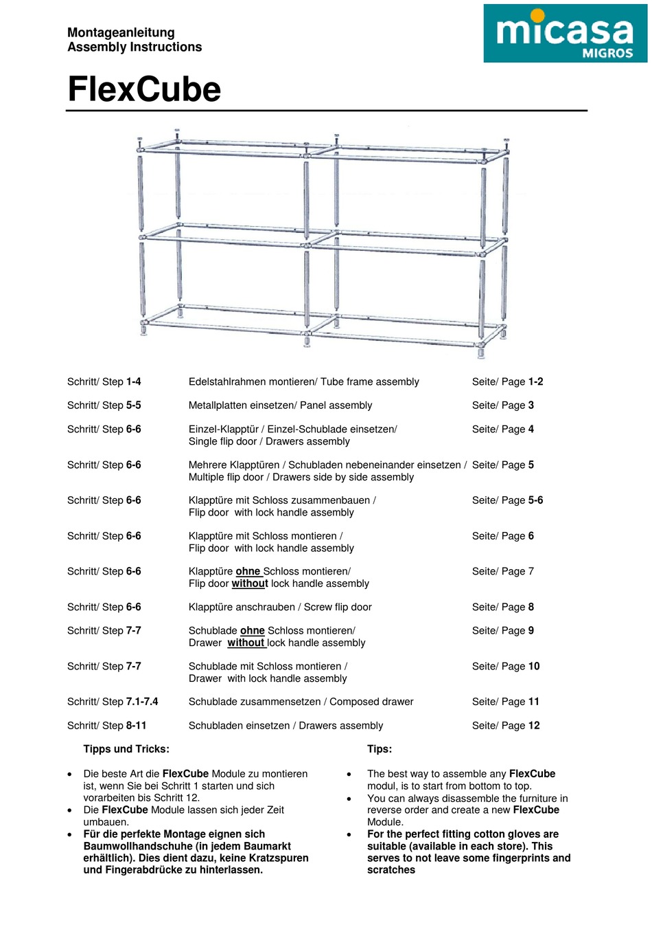 MICASA FLEXCUBE MONTAGEANLEITUNG Pdf-Herunterladen | ManualsLib