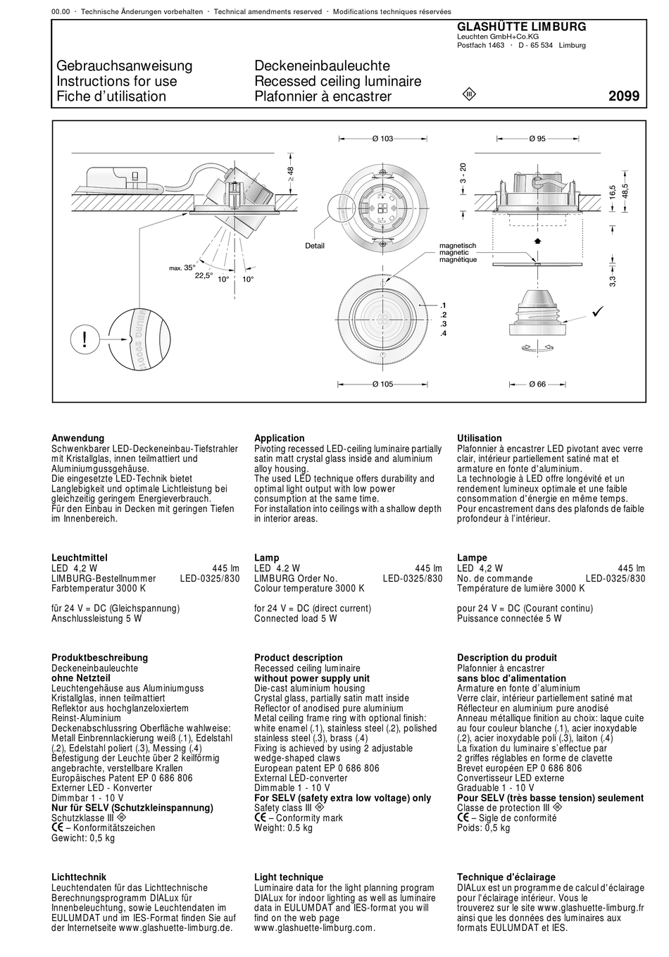 GLASHUTTE LIMBURG 2099 GEBRAUCHSANWEISUNG Pdf-Herunterladen | ManualsLib