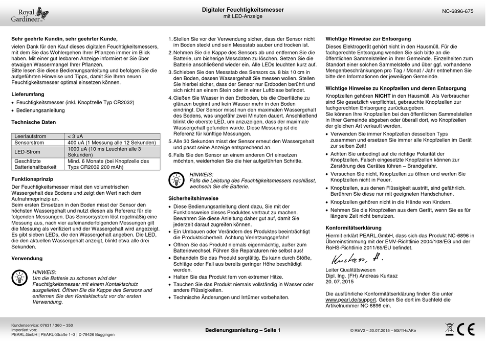 ROYAL GARDINEER NC-6896 BEDIENUNGSANLEITUNG Pdf-Herunterladen | ManualsLib