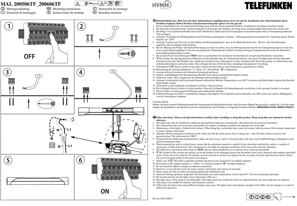 TELEFUNKEN HVMM LIGHT MAL 200506TF MONTAGEANLEITUNG Pdf-Herunterladen ...