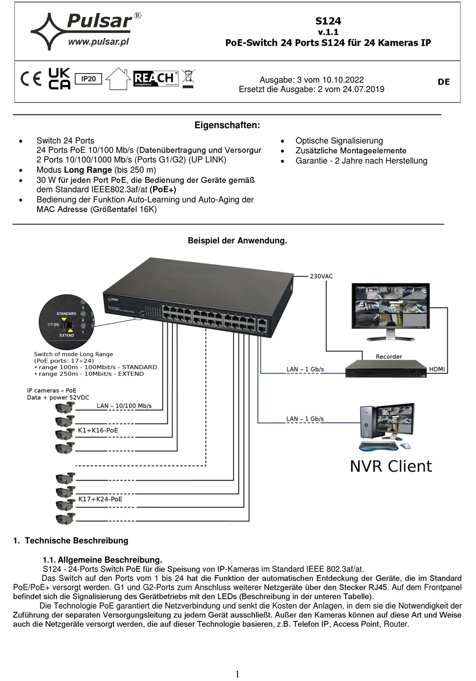 PULSAR S124 KURZANLEITUNG Pdf-Herunterladen | ManualsLib