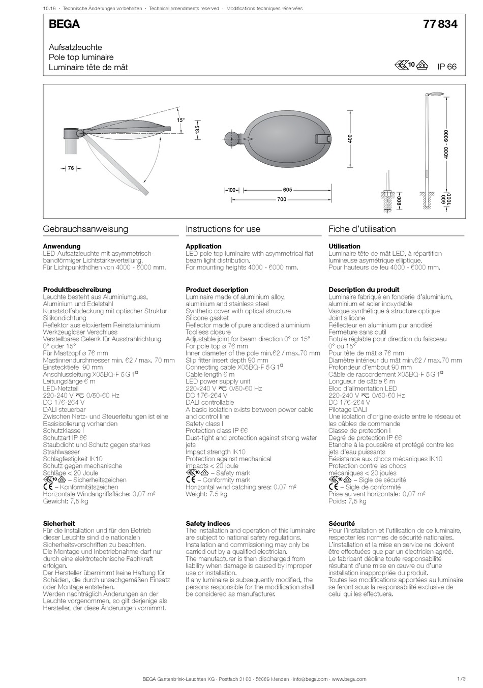 BEGA 77 834 GEBRAUCHSANWEISUNG Pdf-Herunterladen | ManualsLib