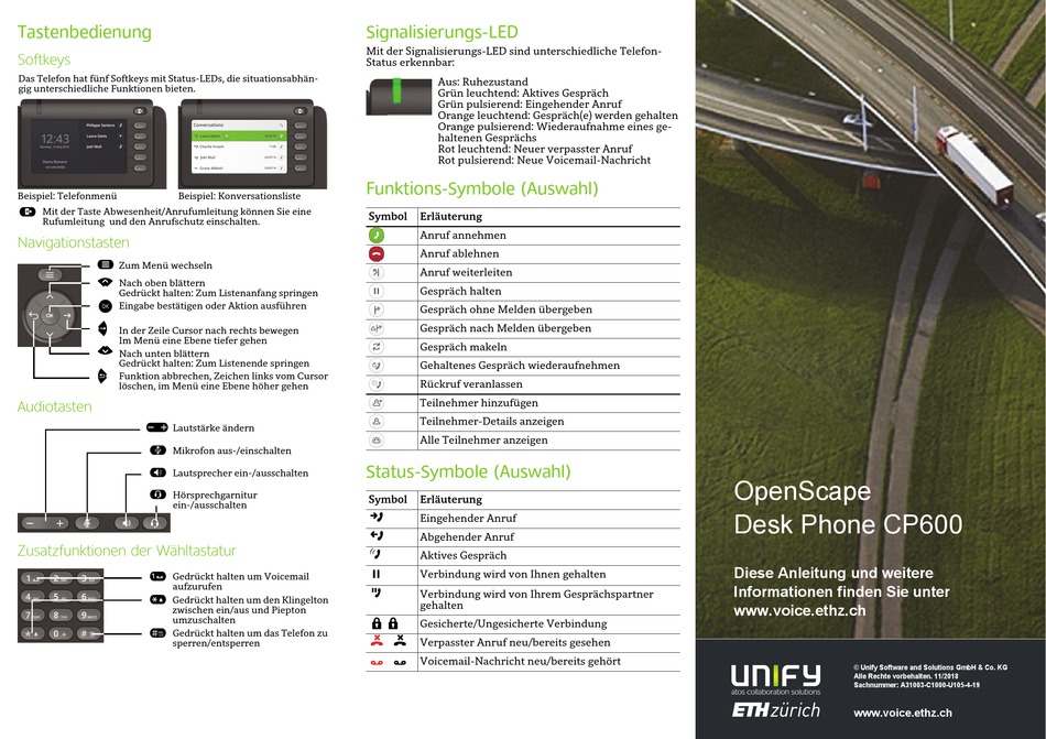 UNIFY OPENSCAPE DESK PHONE CP600 KURZANLEITUNG Pdf-Herunterladen ...