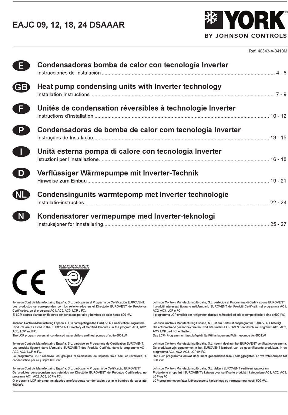 Johnson Controls Manuals