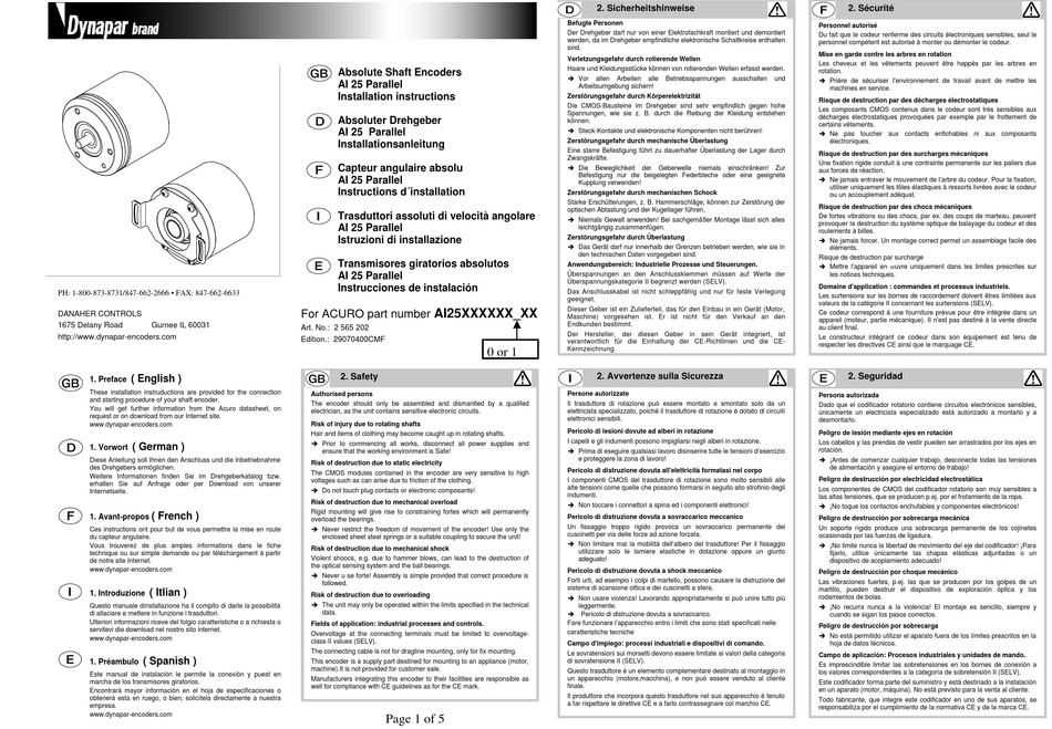 DYNAPAR AI25 SERIE INSTALLATIONSANLEITUNG Pdf-Herunterladen | ManualsLib