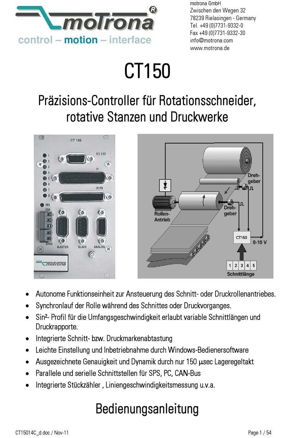 MOTRONA CT150 BEDIENUNGSANLEITUNG Pdf-Herunterladen | ManualsLib