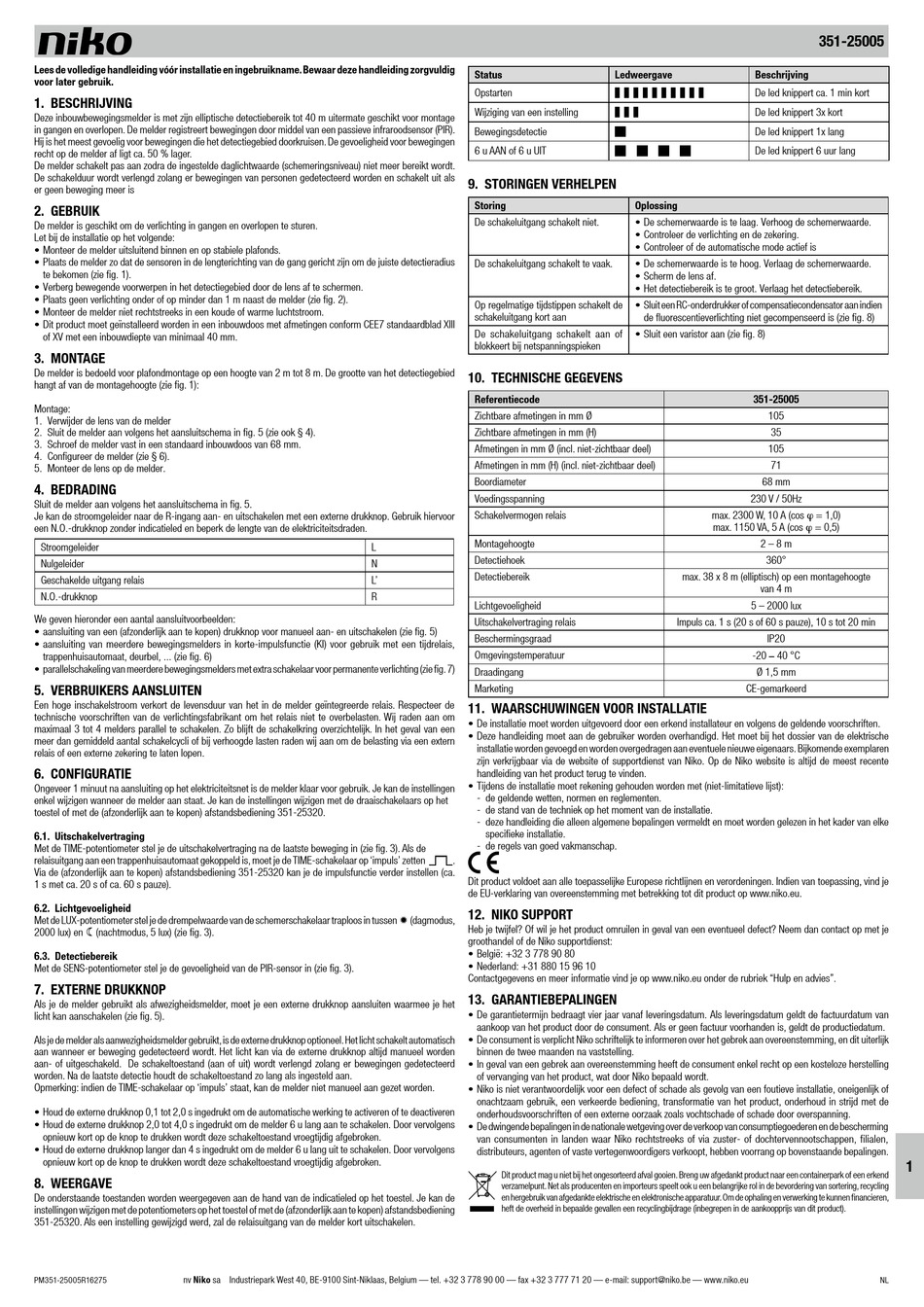 NIKO 351-25005 KURZANLEITUNG Pdf-Herunterladen | ManualsLib
