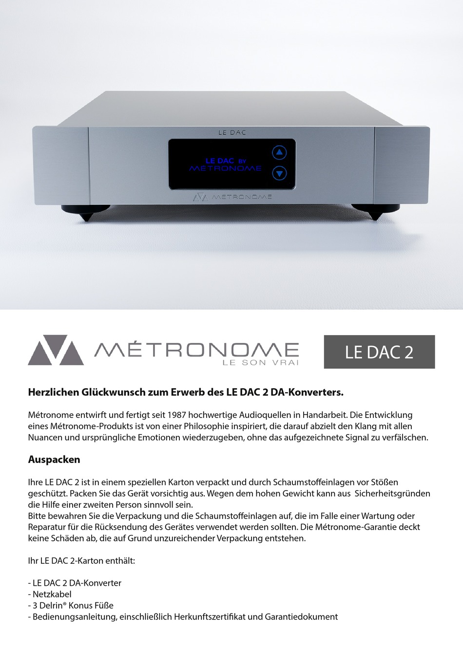 METRONOME LE DAC 2 BEDIENUNGSANLEITUNG Pdf-Herunterladen | ManualsLib