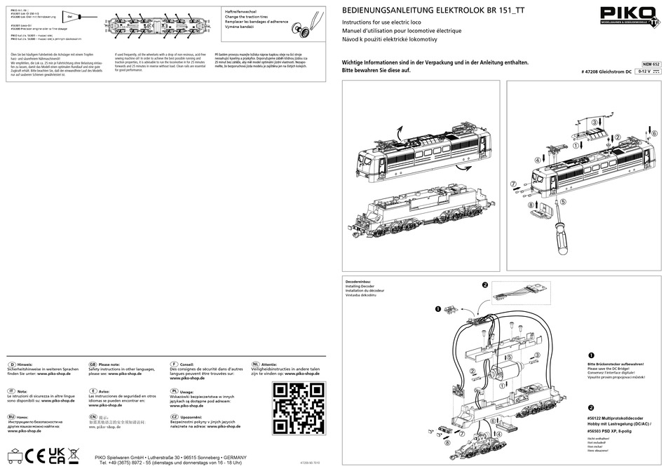 PIKO BR 151 TT BEDIENUNGSANLEITUNG Pdf-Herunterladen | ManualsLib