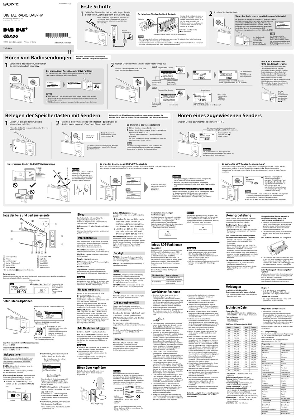 SONY XDR-S41D BEDIENUNGSANLEITUNG Pdf-Herunterladen | ManualsLib