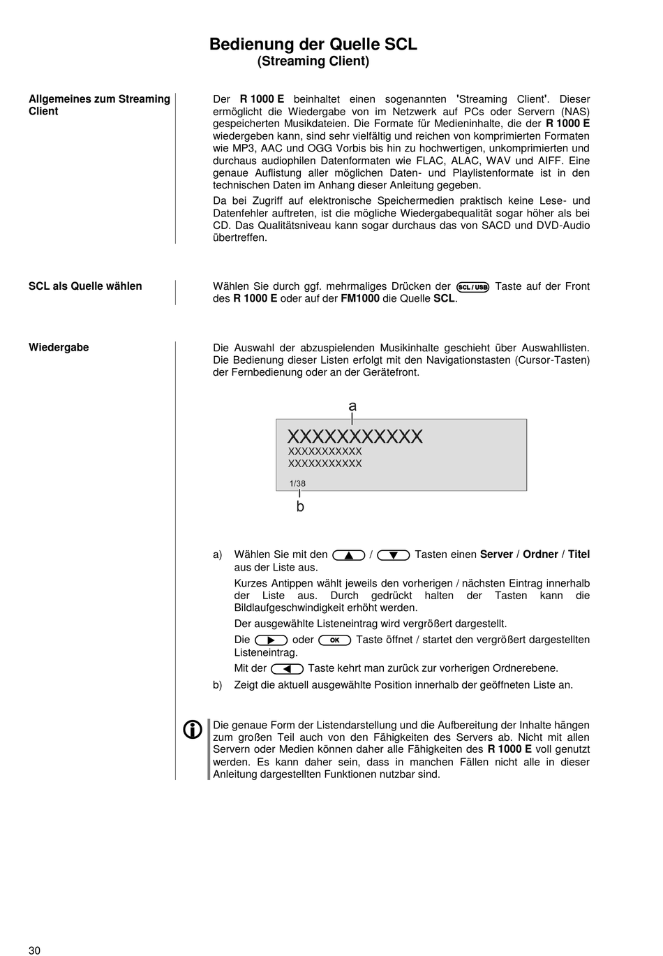 Bedienung Der Quelle Scl (Streaming Client); Allgemeines Zum Streaming Client; Scl Als Quelle ...