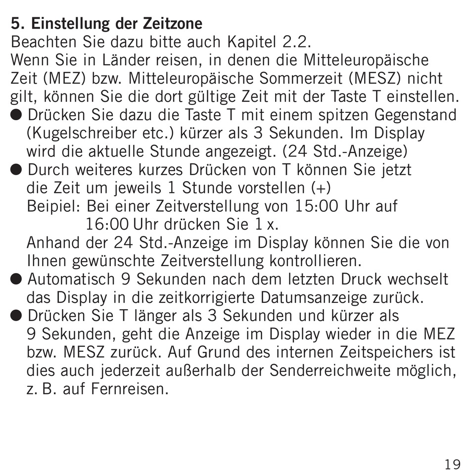 Einstellung Der Zeitzone - Junghans MEGA Bedienungsanleitung [Seite 13 ...