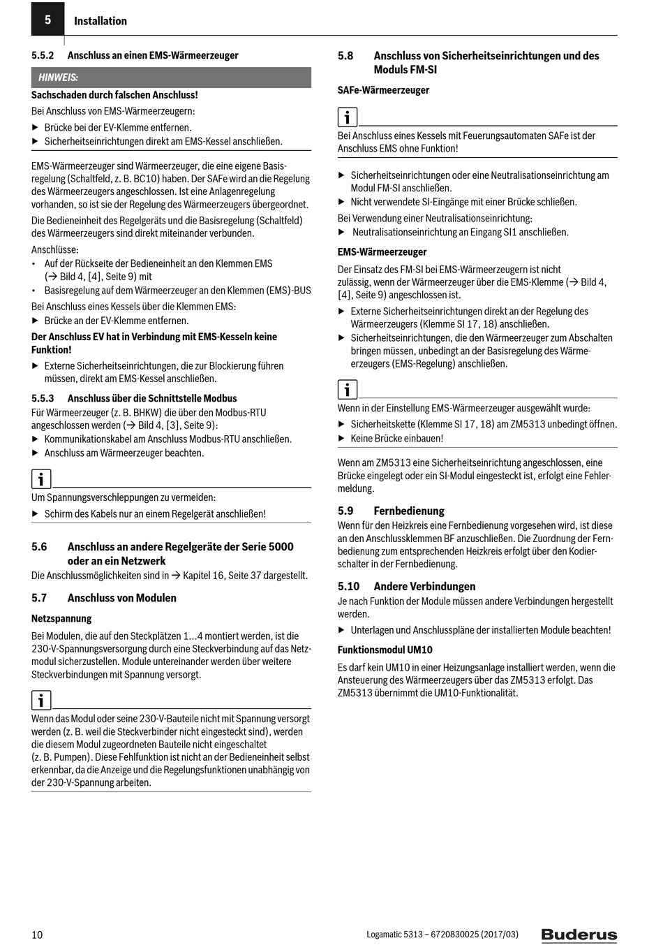 Anschluss An Einen Ems-Wärmeerzeuger; Anschluss Über Die Schnittstelle ...